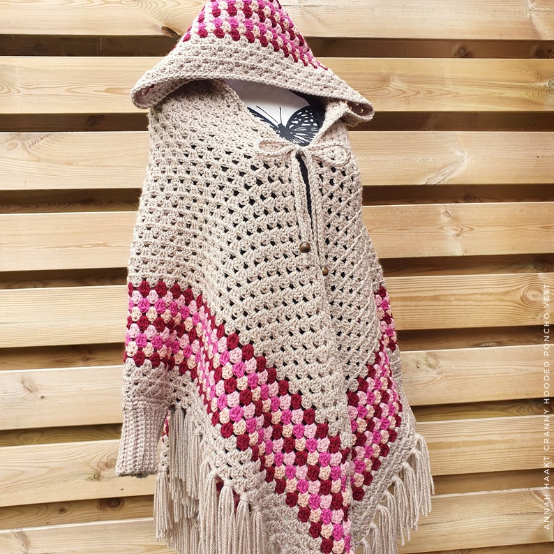 US & NL Crochet Pattern Granny Hooded Poncho Vest Optional - Etsy