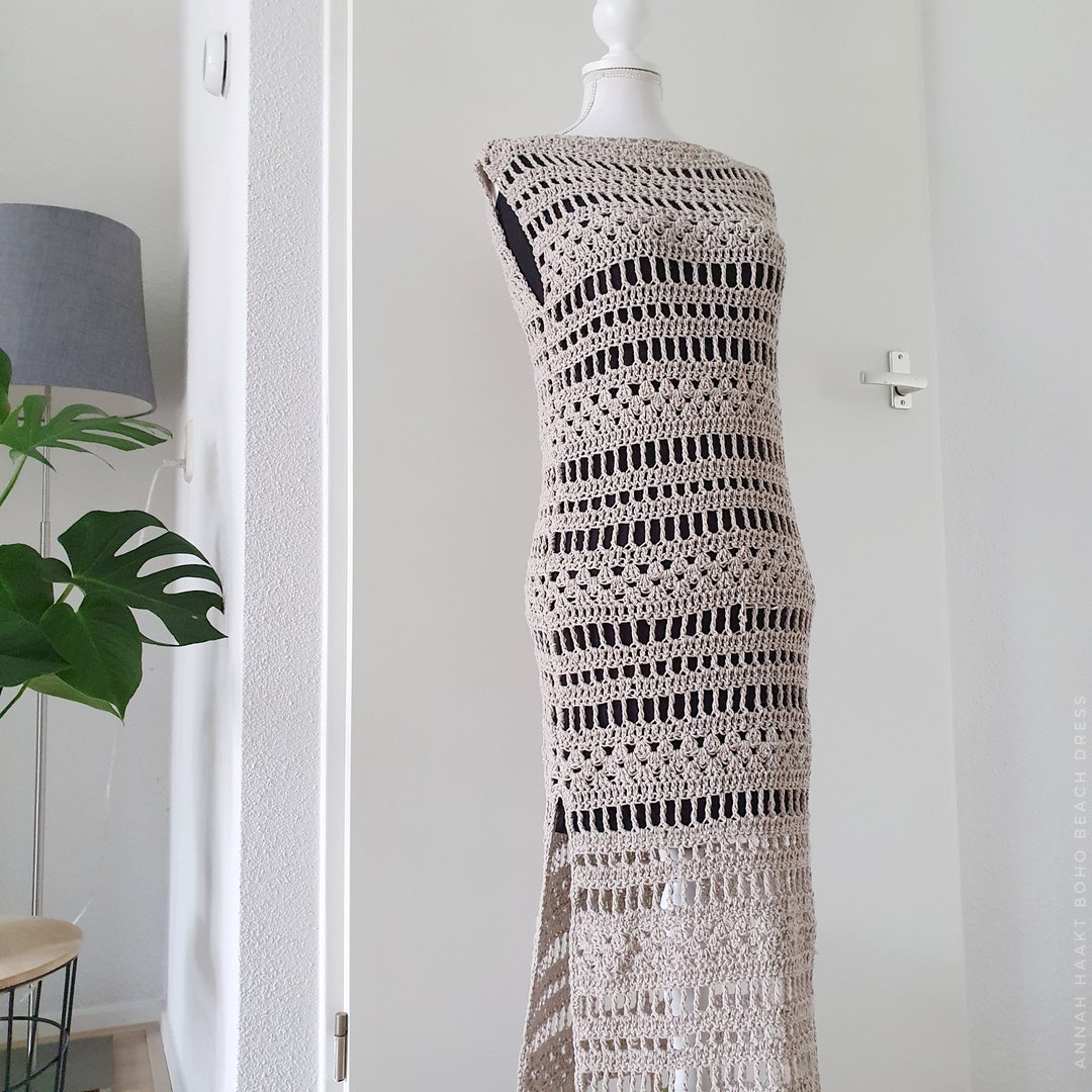 US & NL Crochet Pattern Boho Beach Dress / Crocheted Cover-up/ Ibiza ...