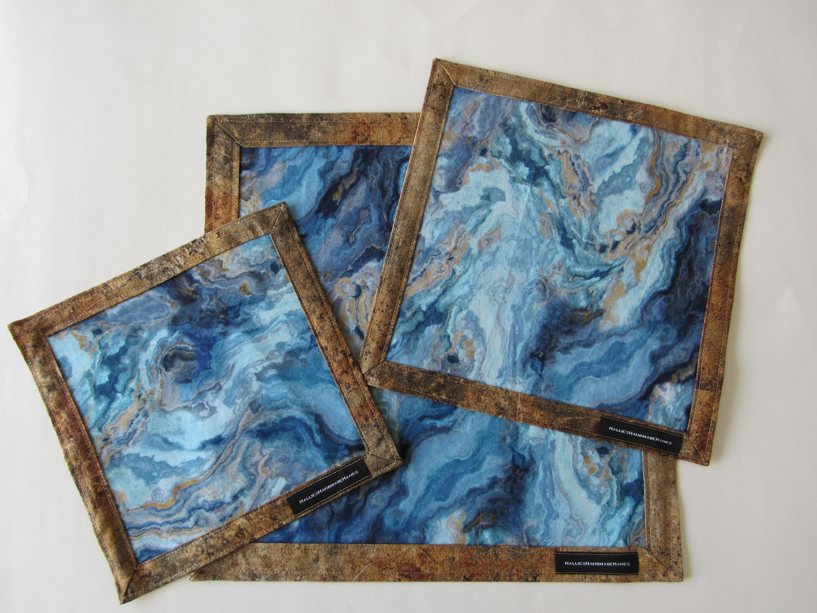 EDC Hank Ocean Topography Shades of Blue and Brown Men's Handkerchief ...