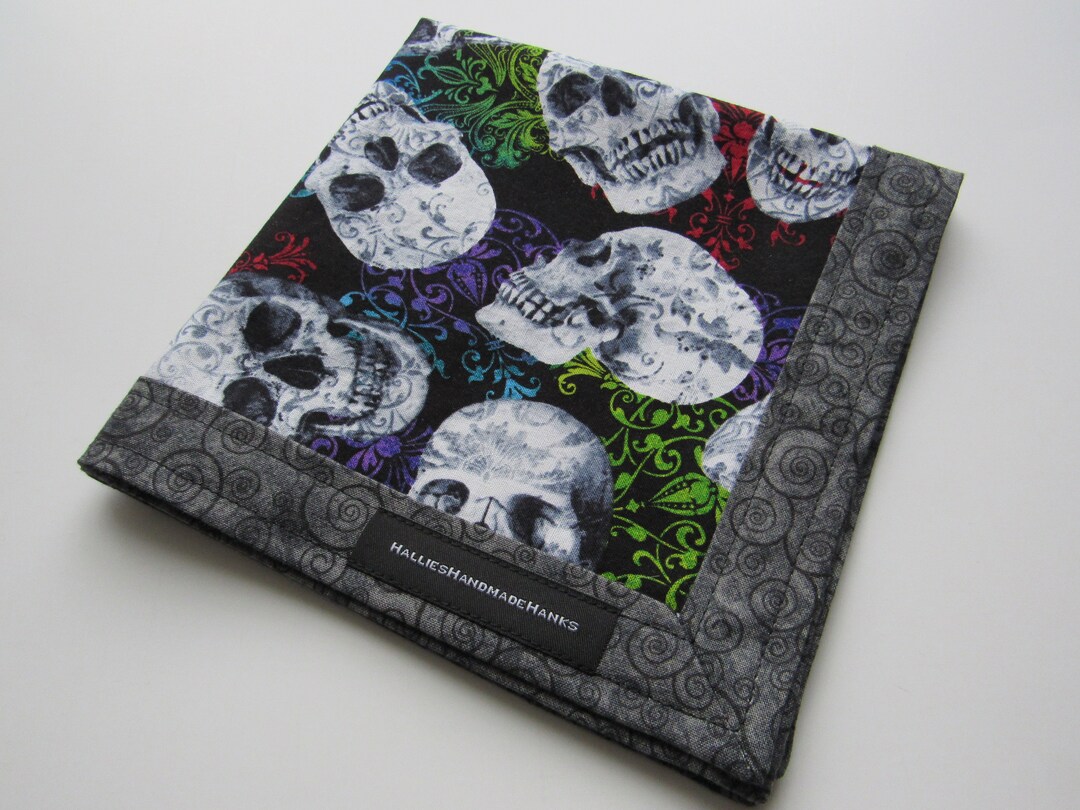 EDC Skull Hank Black, White and Gray With Colorful Scroll Design ...
