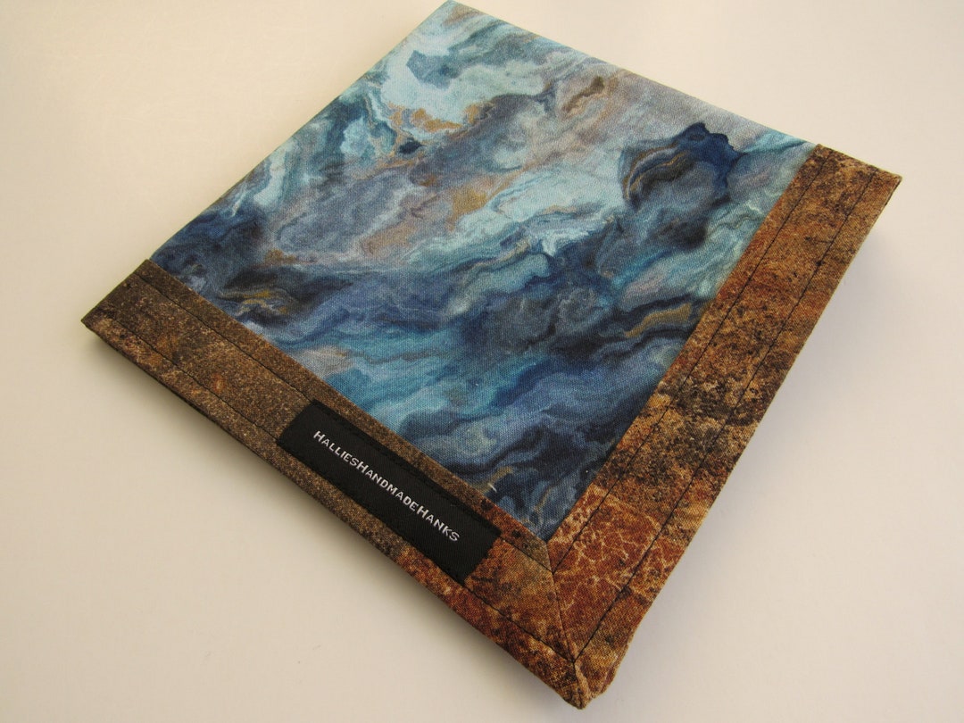 EDC Hank Ocean Topography Shades of Blue and Brown Men's Handkerchief ...