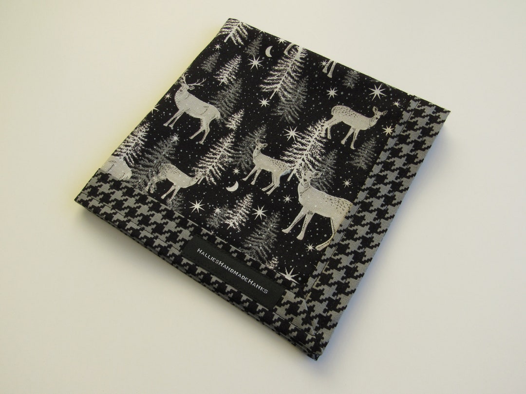 EDC Winter Themed Hank Deer and Trees Gray Black White Houndstooth Men ...