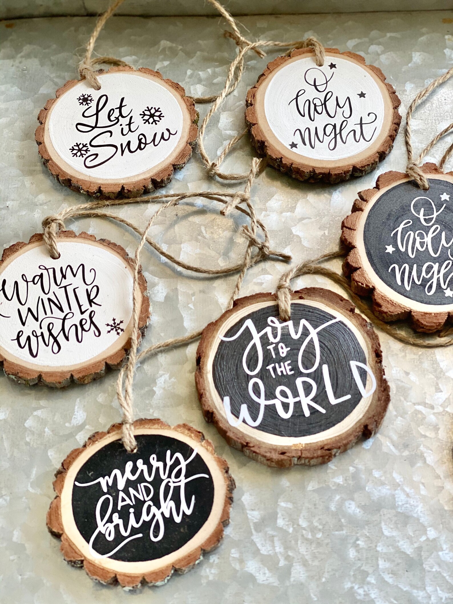 Rustic Farmhouse Wood Slice Christmas Ornaments | Rustic Wood Ornaments ...