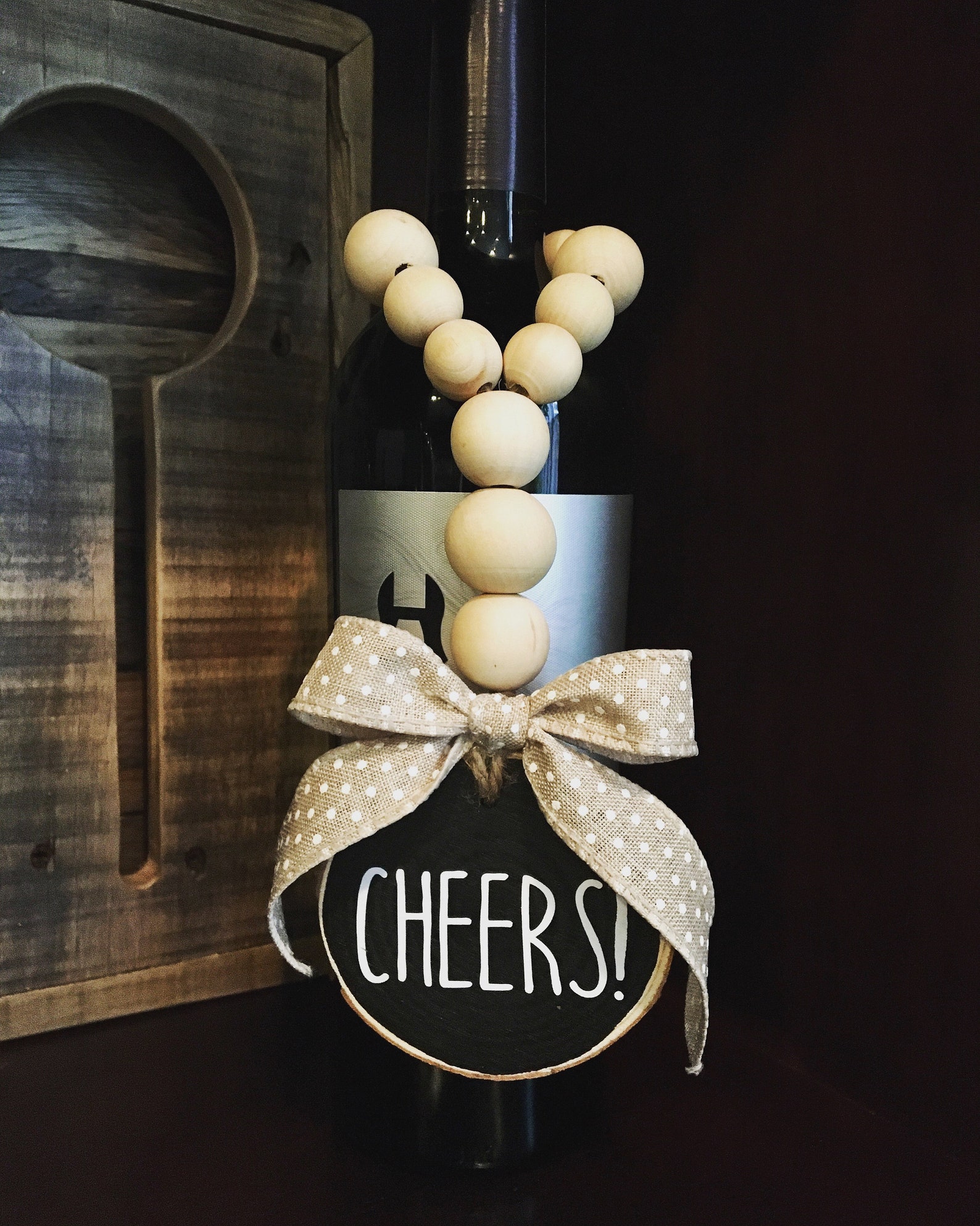 Beaded Wine Bottle Tag Personalized Beaded Wood Slice - Etsy