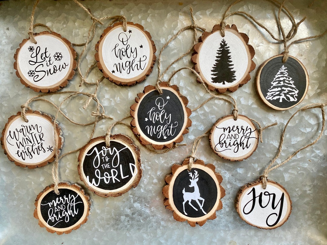 Rustic Farmhouse Wood Slice Christmas Ornaments | Rustic Wood Ornaments ...