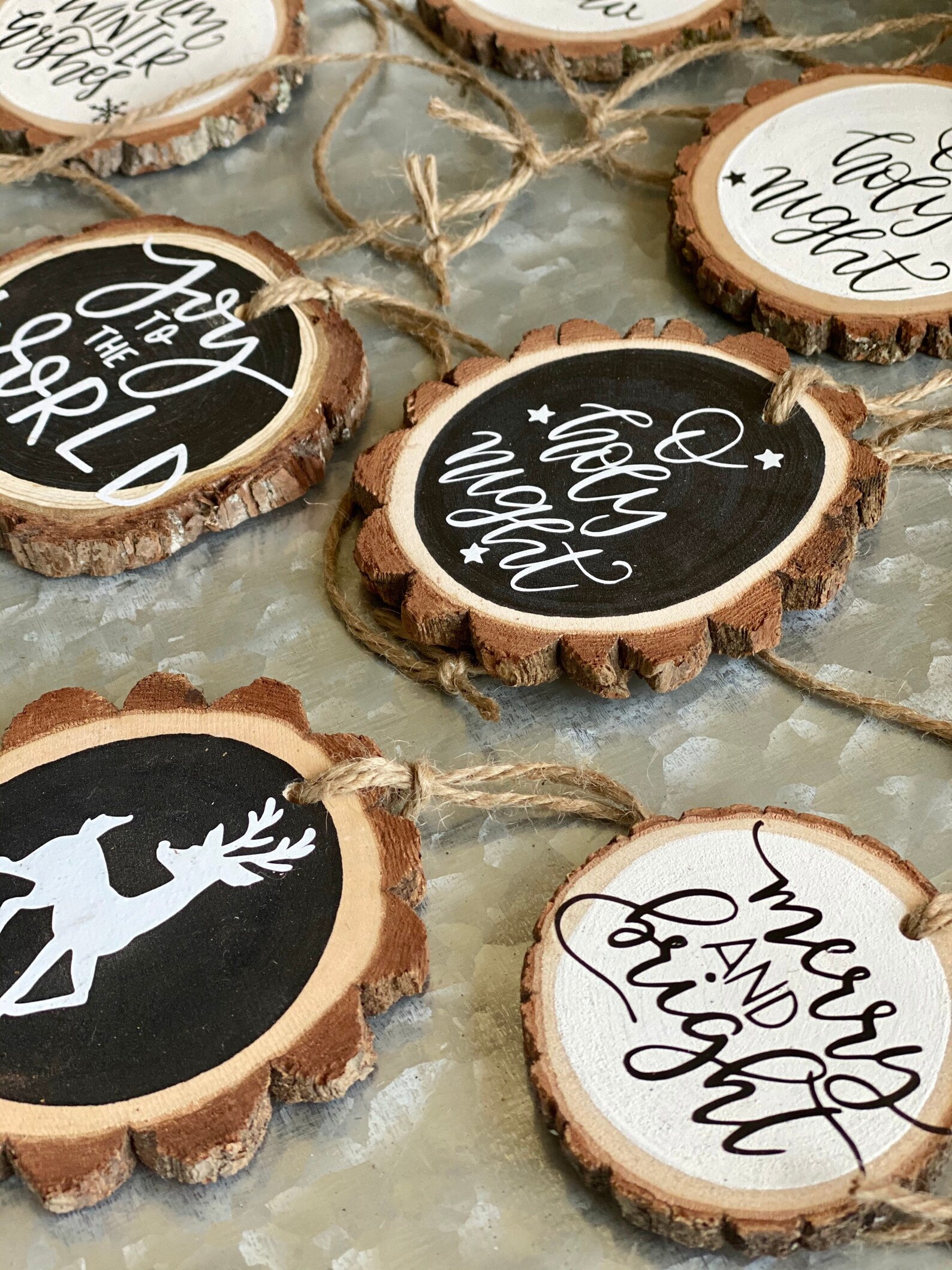 Rustic Farmhouse Wood Slice Christmas Ornaments | Rustic Wood Ornaments ...