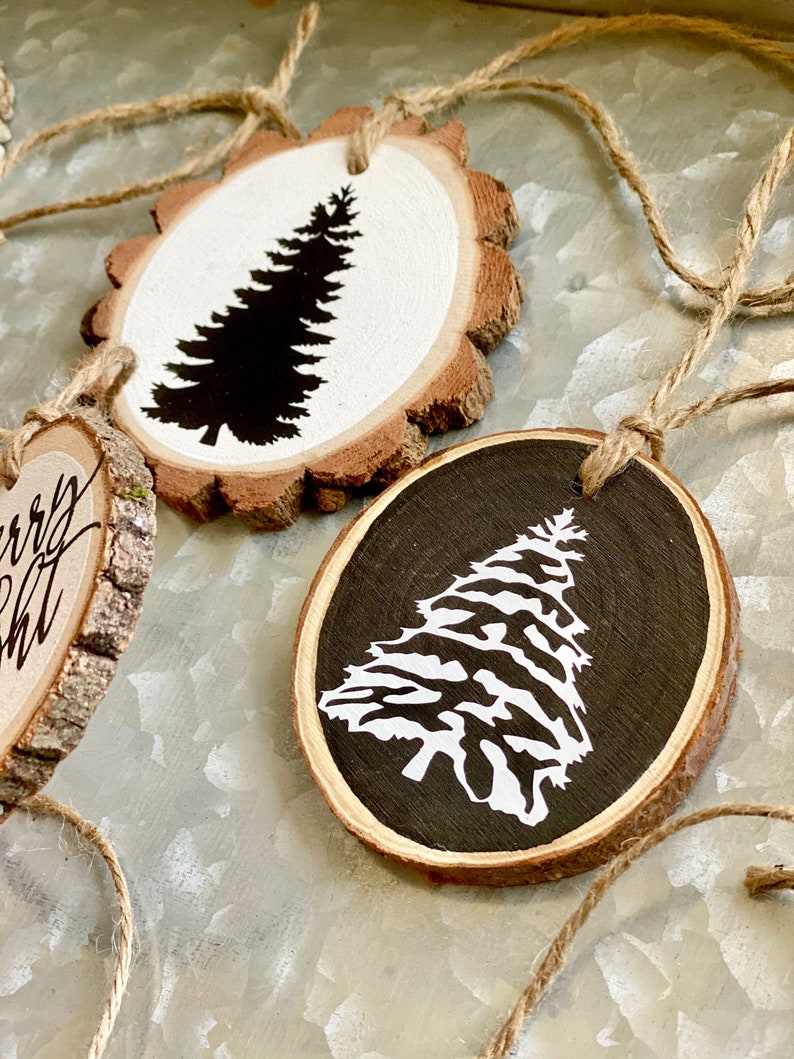 Rustic Farmhouse Wood Slice Christmas Ornaments | Rustic Wood Ornaments ...