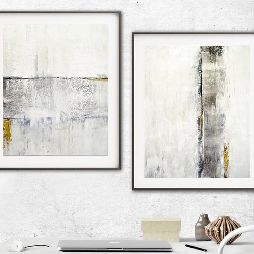 Modern Set of Two Digital Download Prints White Gold Diptych - Etsy