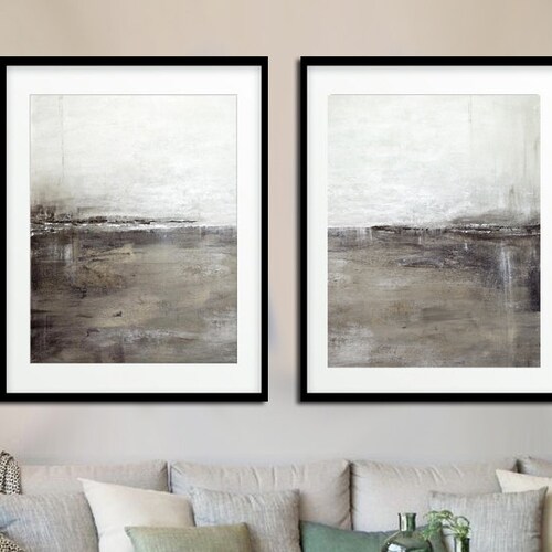 Modern Set of Two Digital Download Prints White Gold Diptych - Etsy