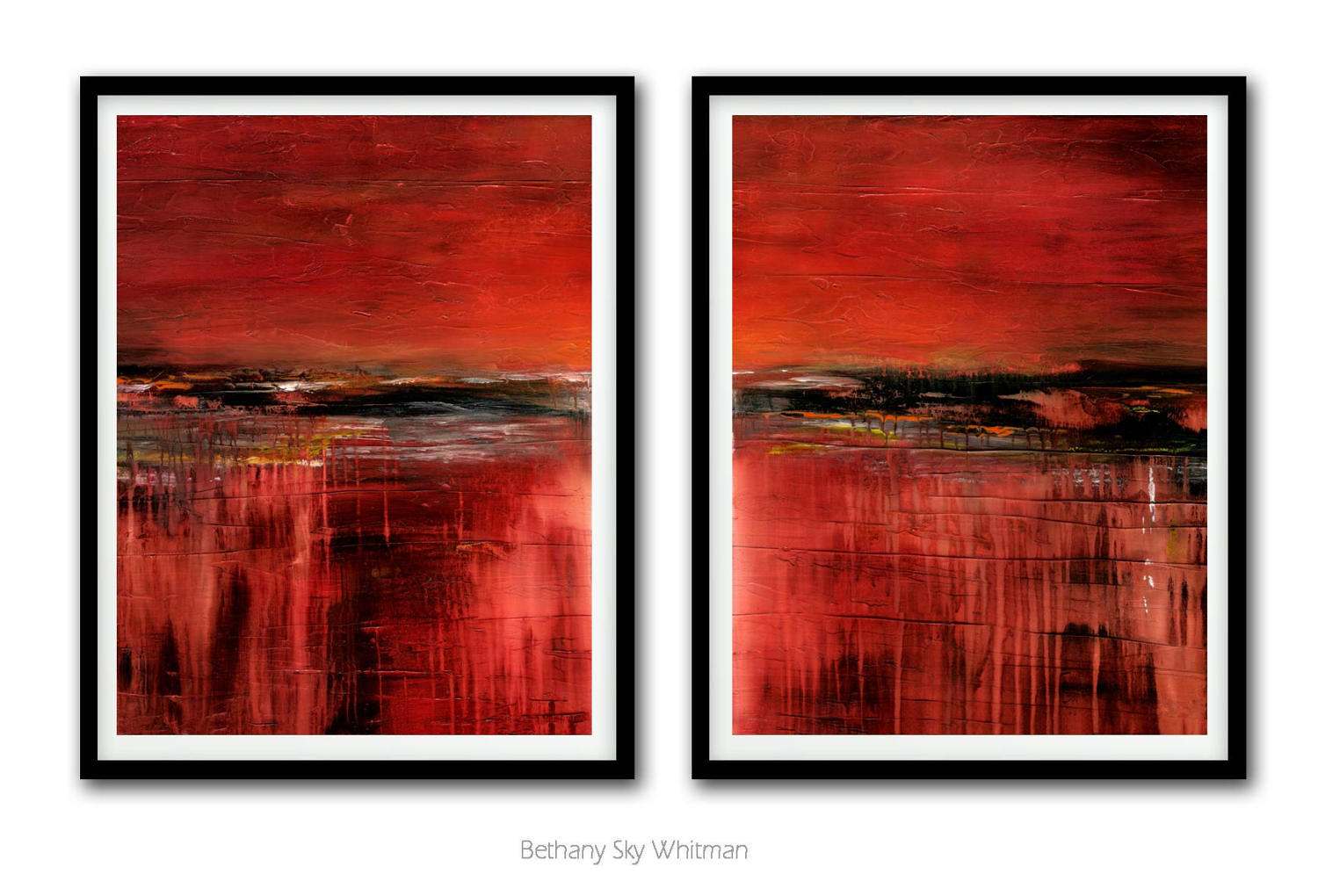Large Abstract Print Digital Download Set of Two Printable Art Red ...
