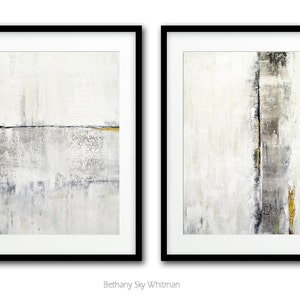 Modern Set of Two Digital Download Prints White Gold Diptych Abstract ...