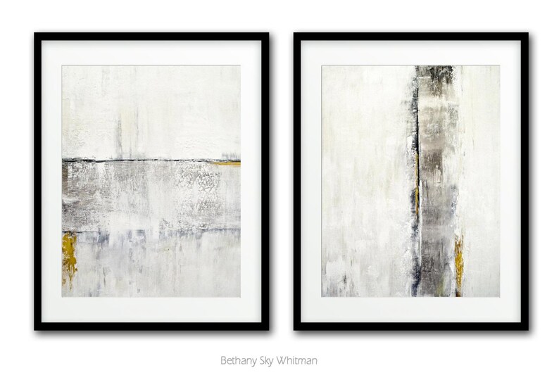 Modern Set of Two Digital Download Prints White Gold Diptych - Etsy