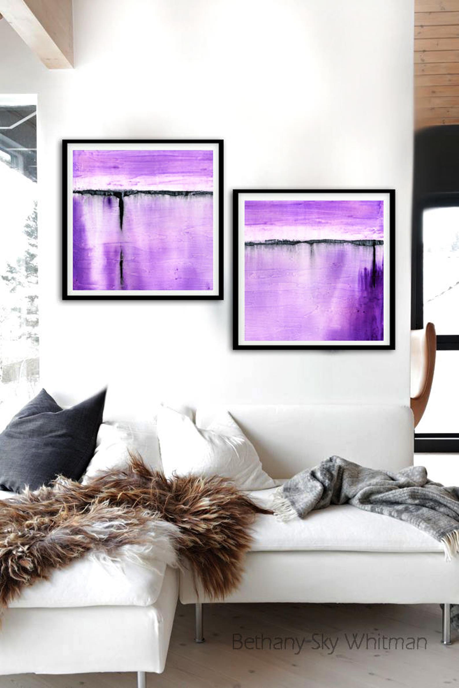 Purple Print Large Square Print 18x18 Set of Two Digital Download Art ...