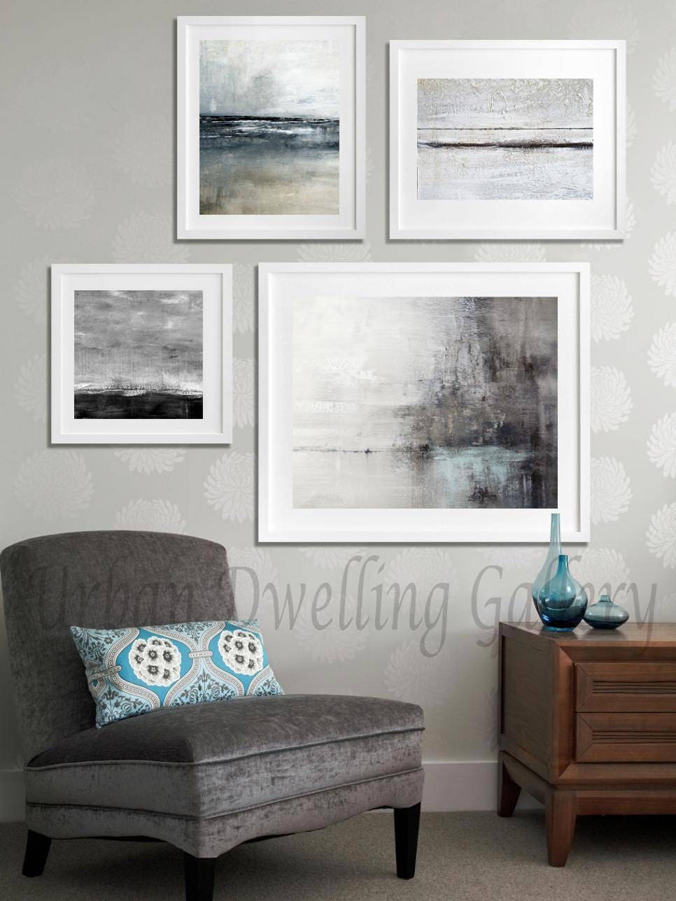 Abstract Art Print SET OF FOUR Digital Download 4 Piece Art | Etsy