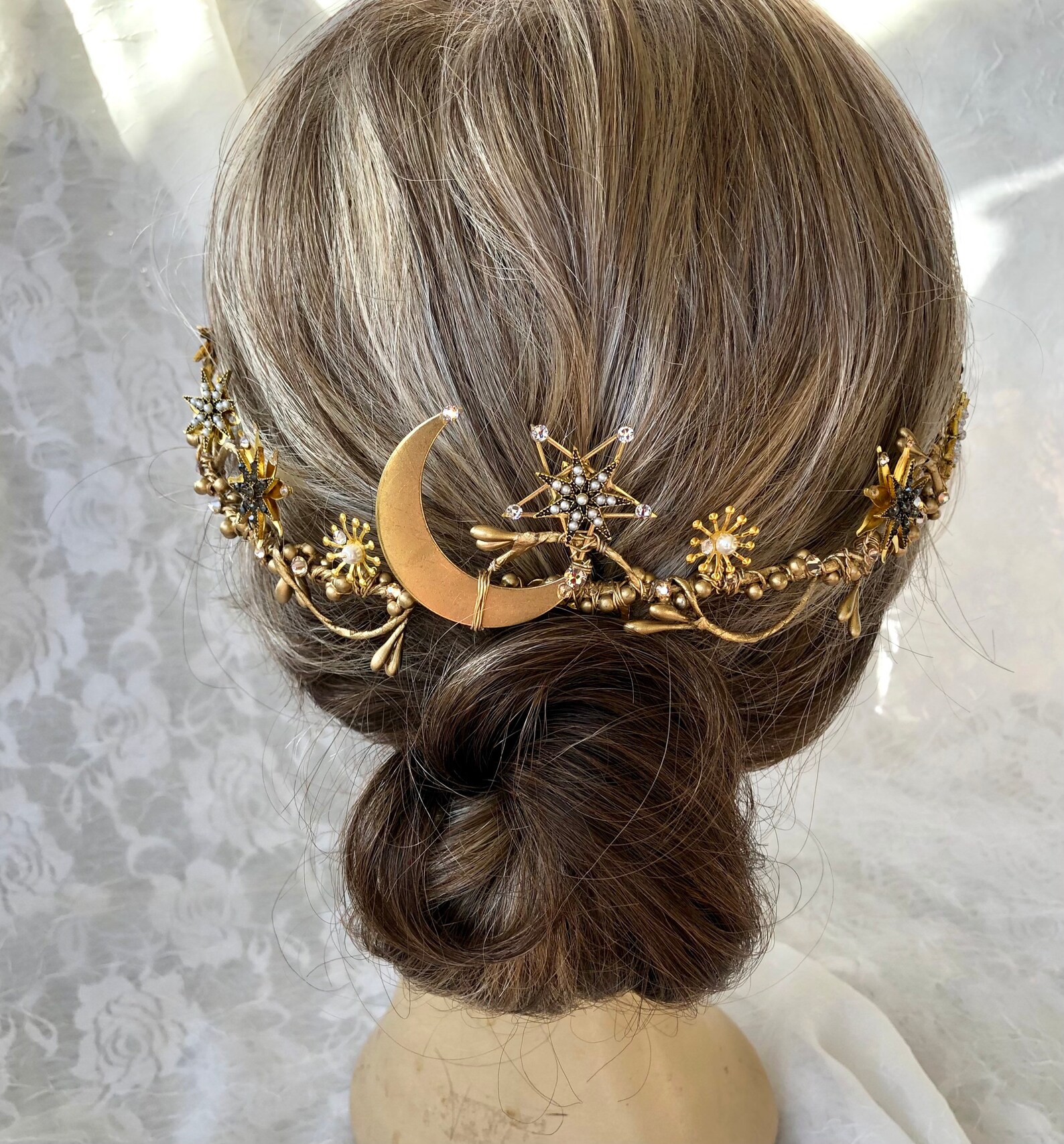 Stars Hair Comb Celestial Hair Piece Sparkly Crescent Moon | Etsy