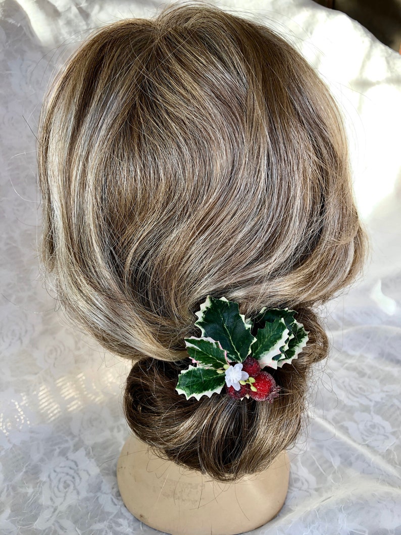 Holly hair pinholly leaves and berriesvariegated holly | Etsy