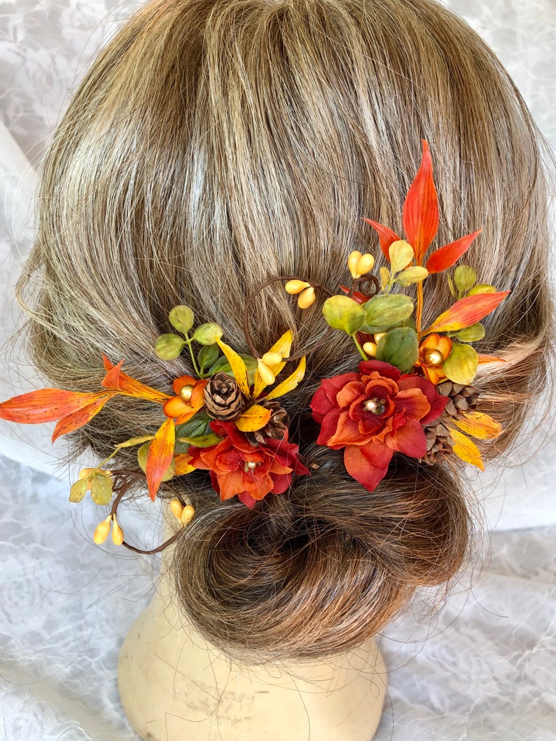 Fall hair pinburnt orangemustard yellowautumn greeneryfall | Etsy