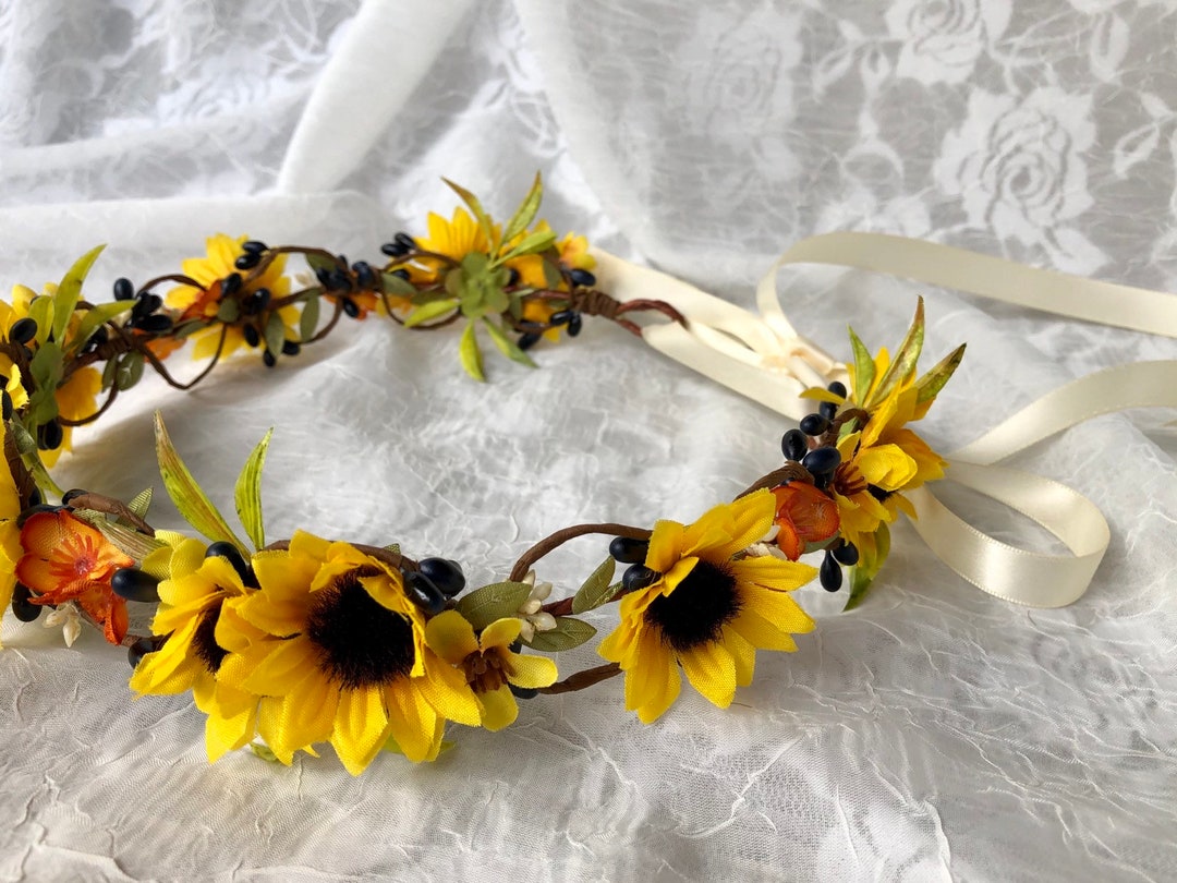 Sunflower Crown,simple Fall Hair Accessory,autumn Hair Piece,sunflowers ...