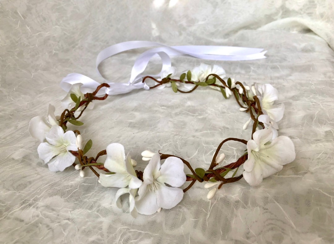 White Flower Crown, Communion Crown, First Communion Hair Vine, Flower ...