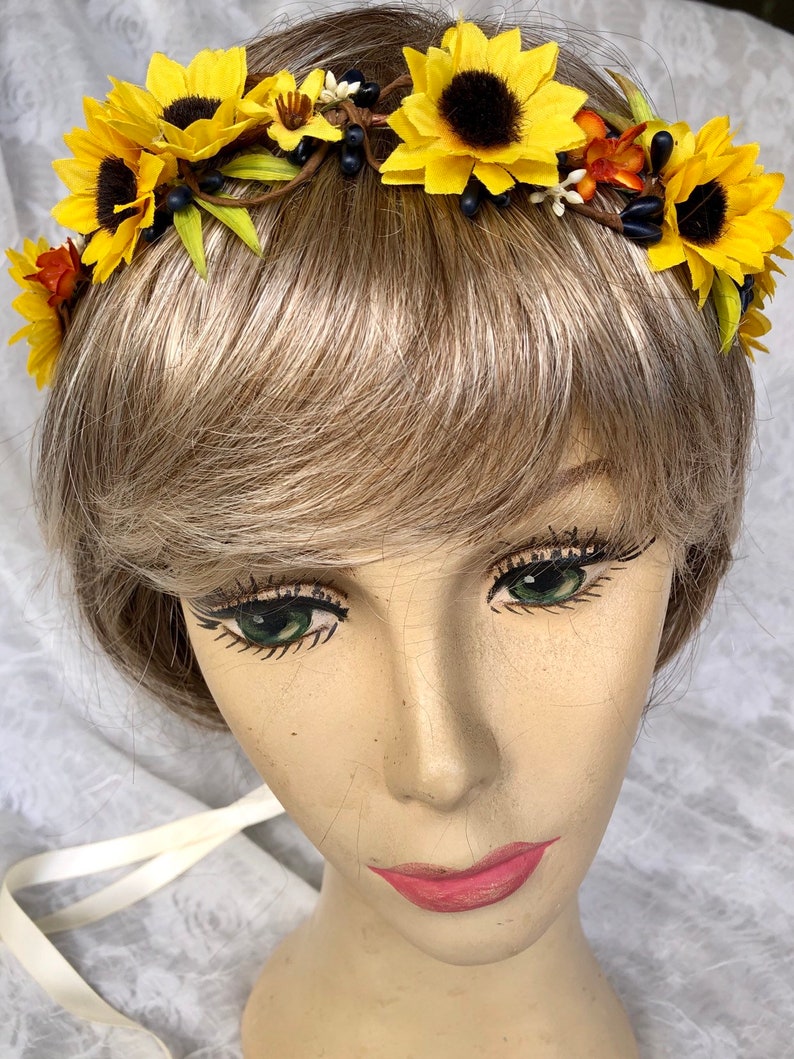 Sunflower Crownsimple Fall Hair Accessoryautumn Hair | Etsy