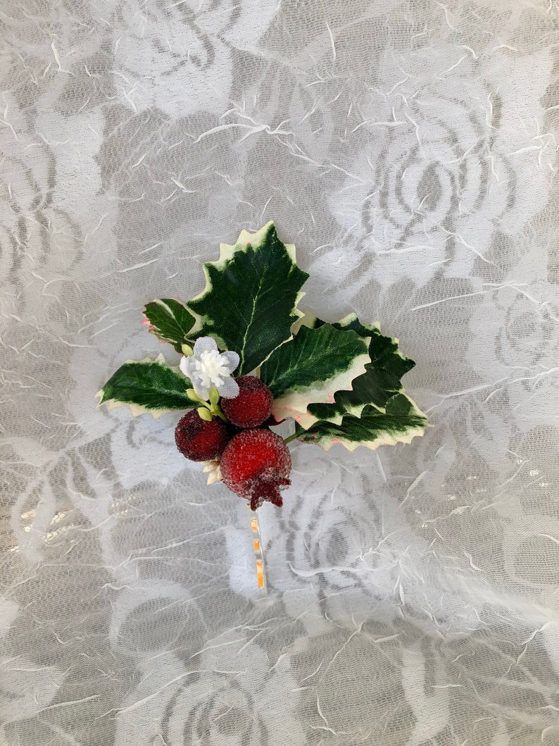 Holly hair pinholly leaves and berriesvariegated holly | Etsy