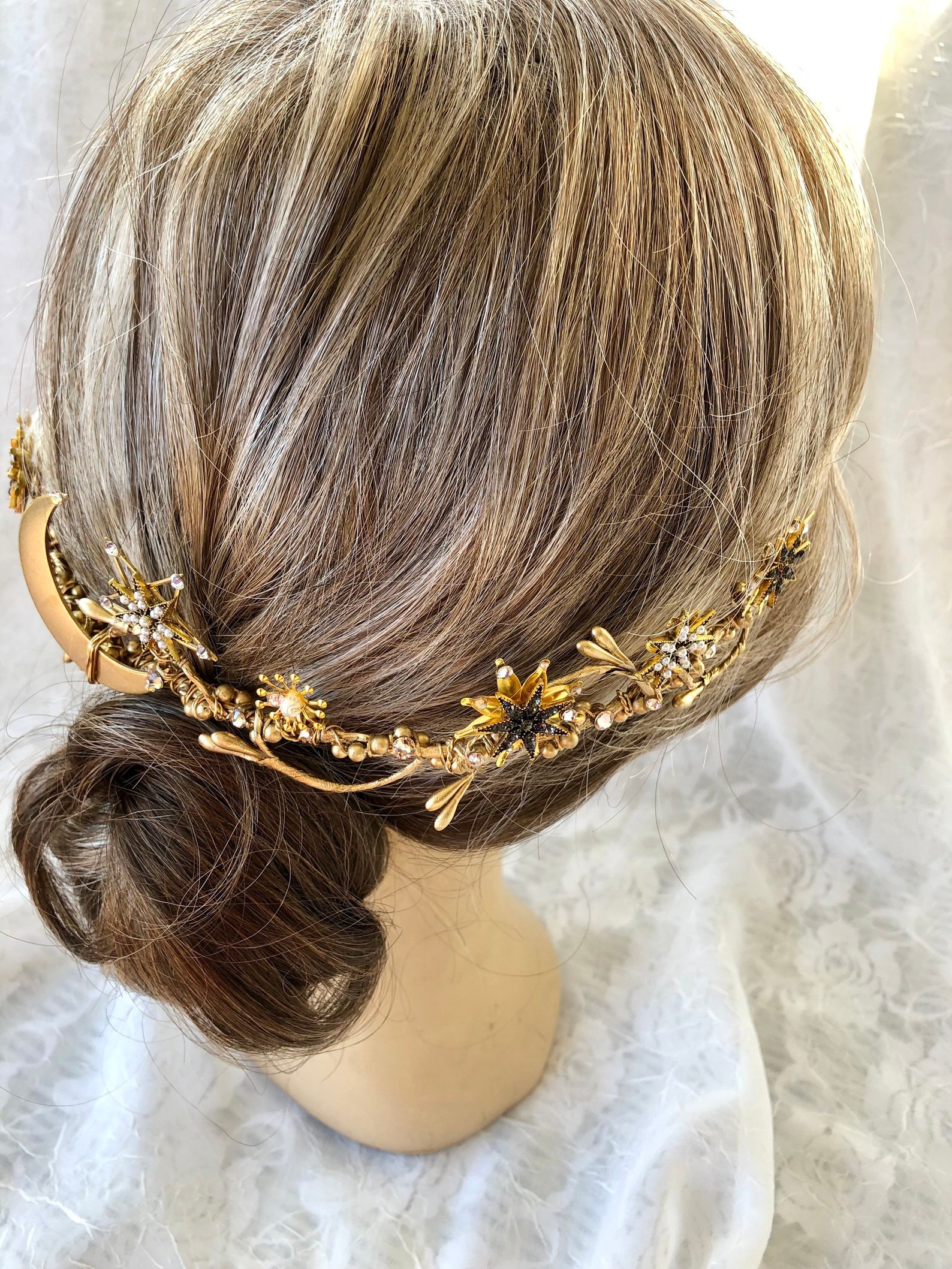 Stars Hair Comb Celestial Hair Piece Sparkly Crescent Moon | Etsy