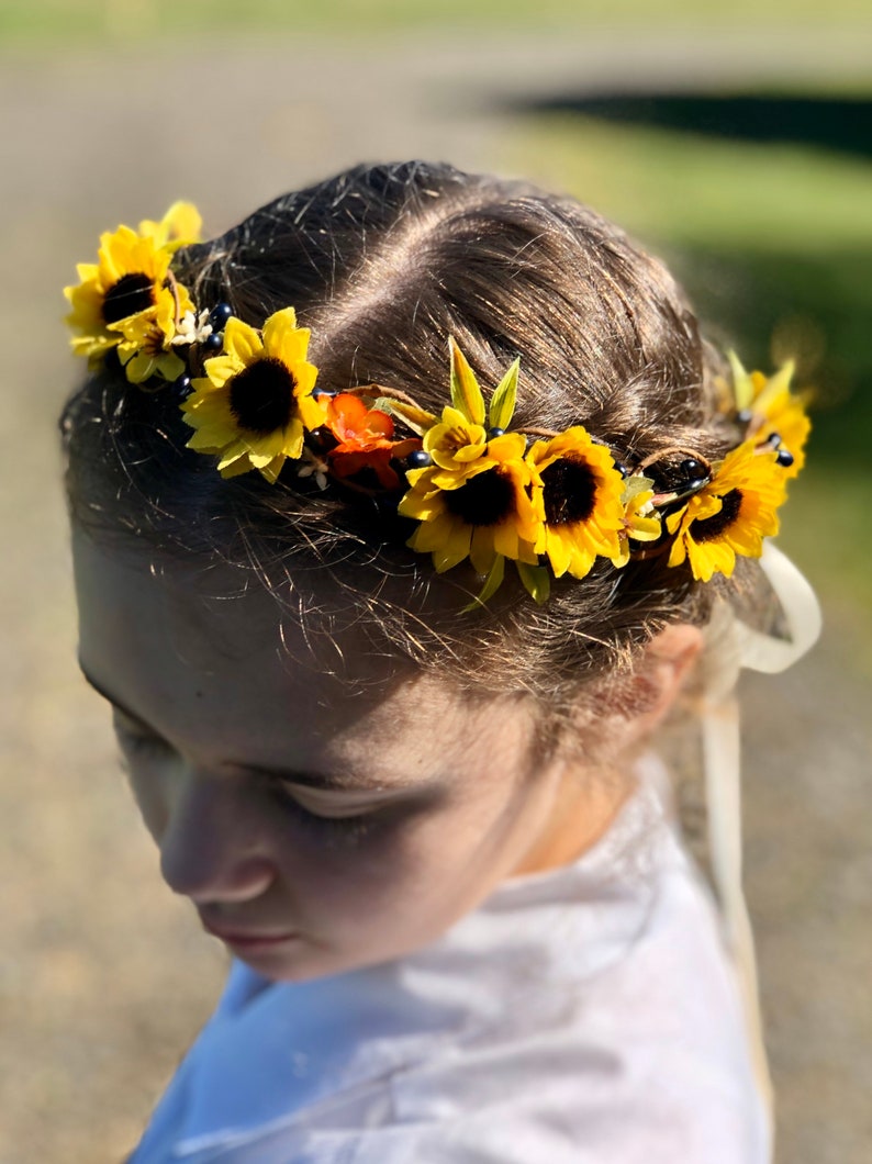 Sunflower Crownsimple Fall Hair Accessoryautumn Hair | Etsy
