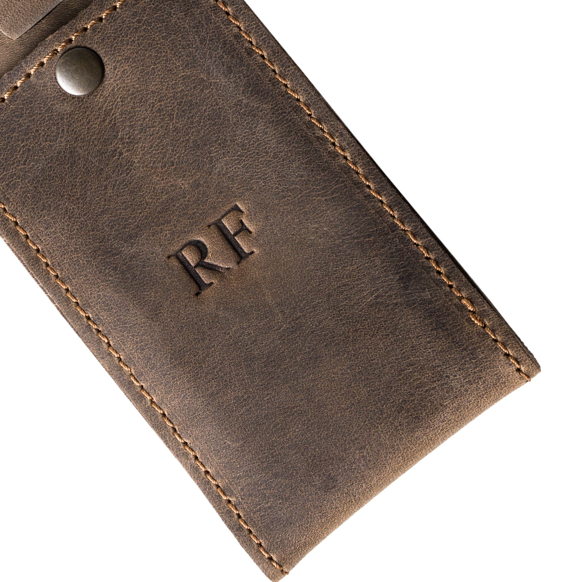 MONOGRAMMED Leather Luggage Tags Distressed Leather Travel - Etsy