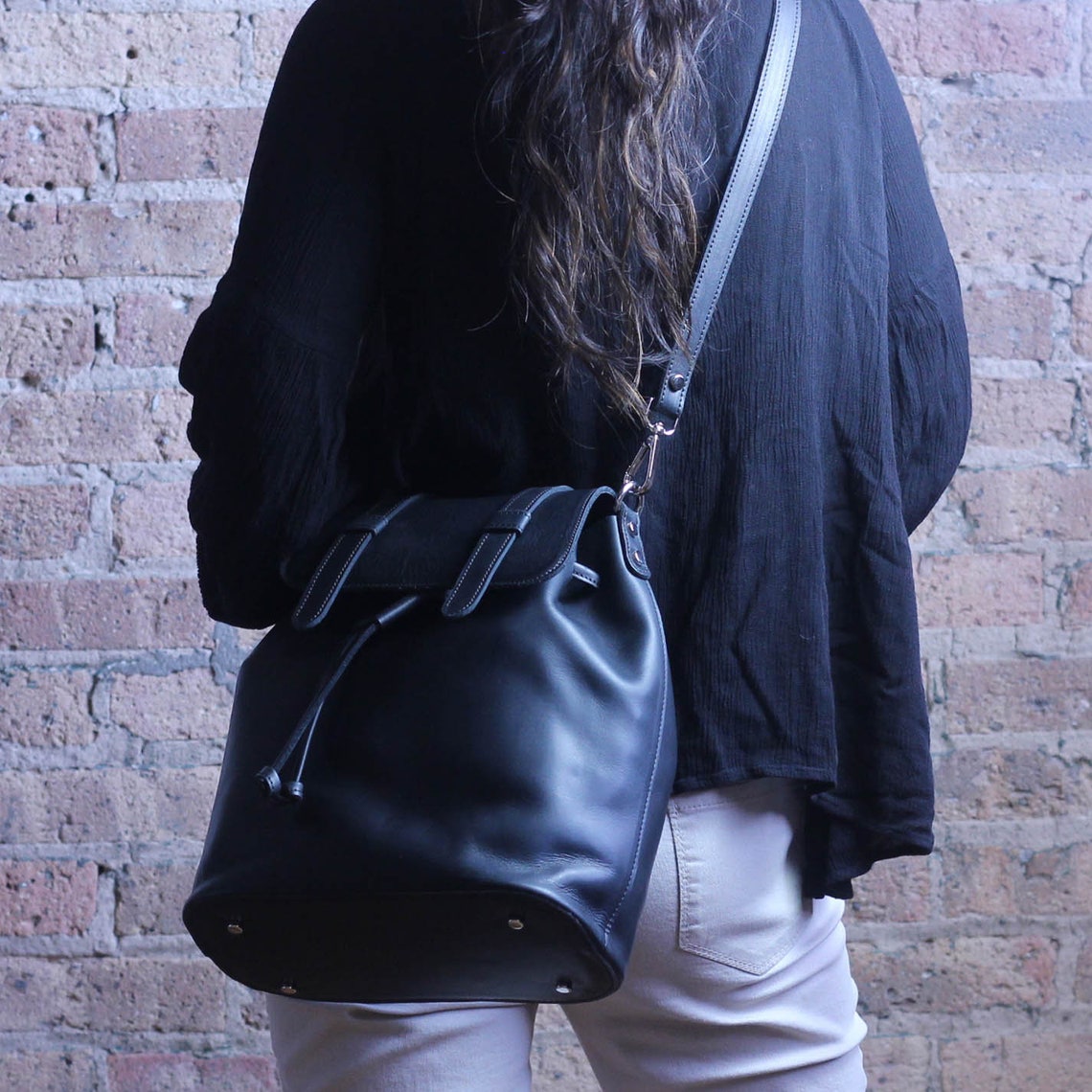 HUGE SALE 50% Leather Bucket Bag W Pouch Multi Functional - Etsy