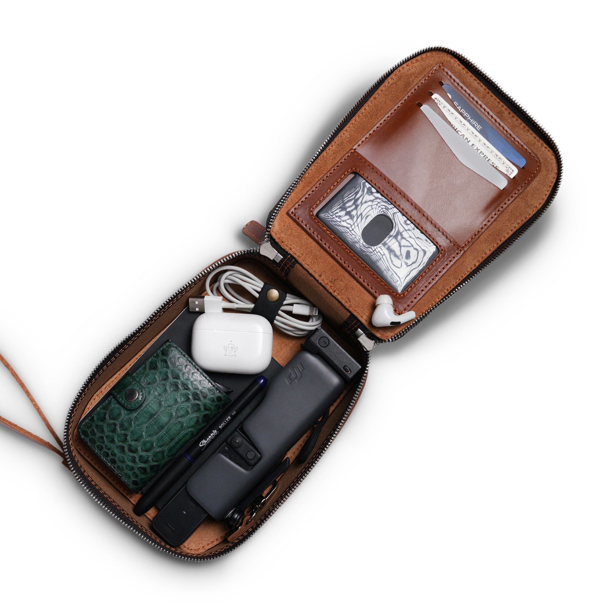 Leather Travel and Tech Organizer Bag/full Grain Leather - Etsy