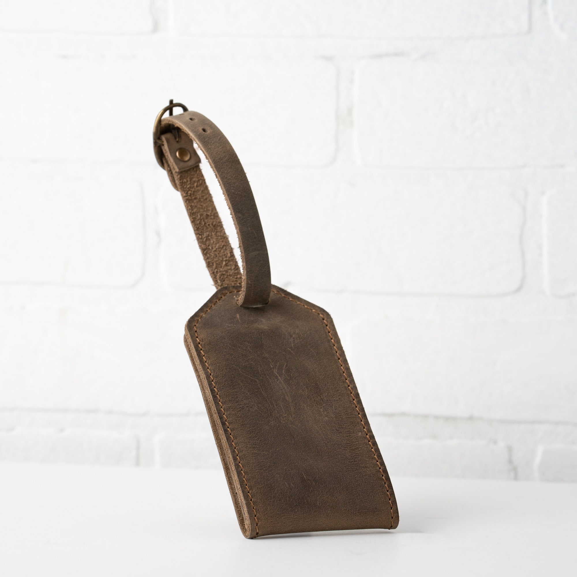 MONOGRAMMED Leather Luggage Tags Distressed Leather Travel - Etsy