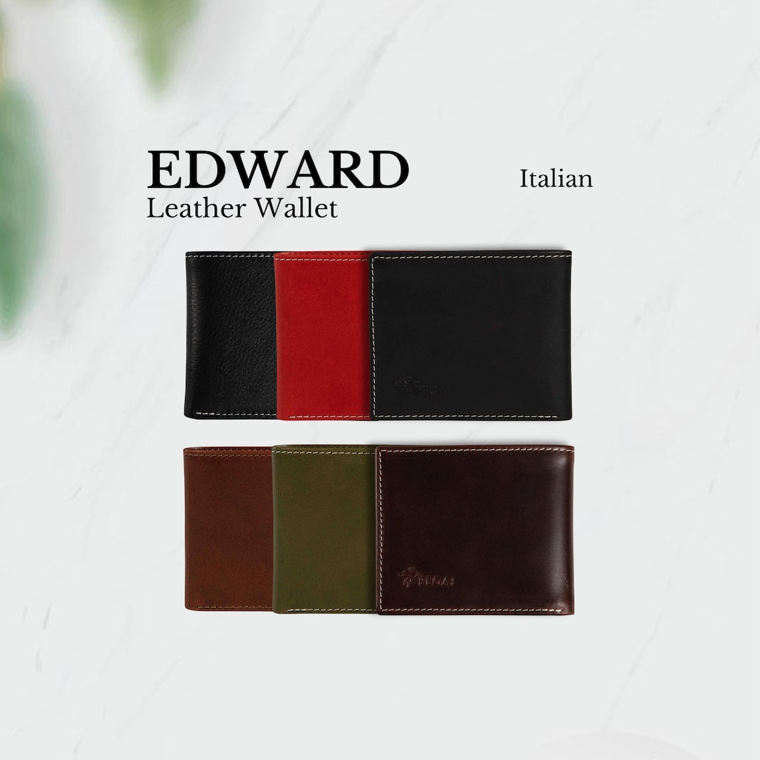 Pegai Italian Leather Wallet for Men, Handmade Slim Bifold Wallet ...