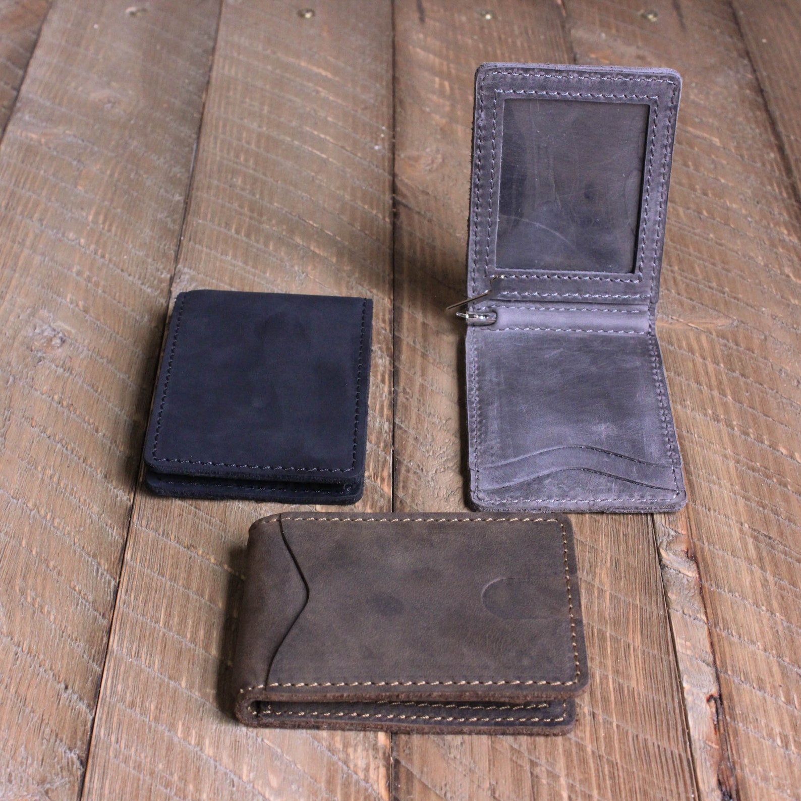 Personalized Money Clip Wallet Distressed Leather Wallet Mens | Etsy