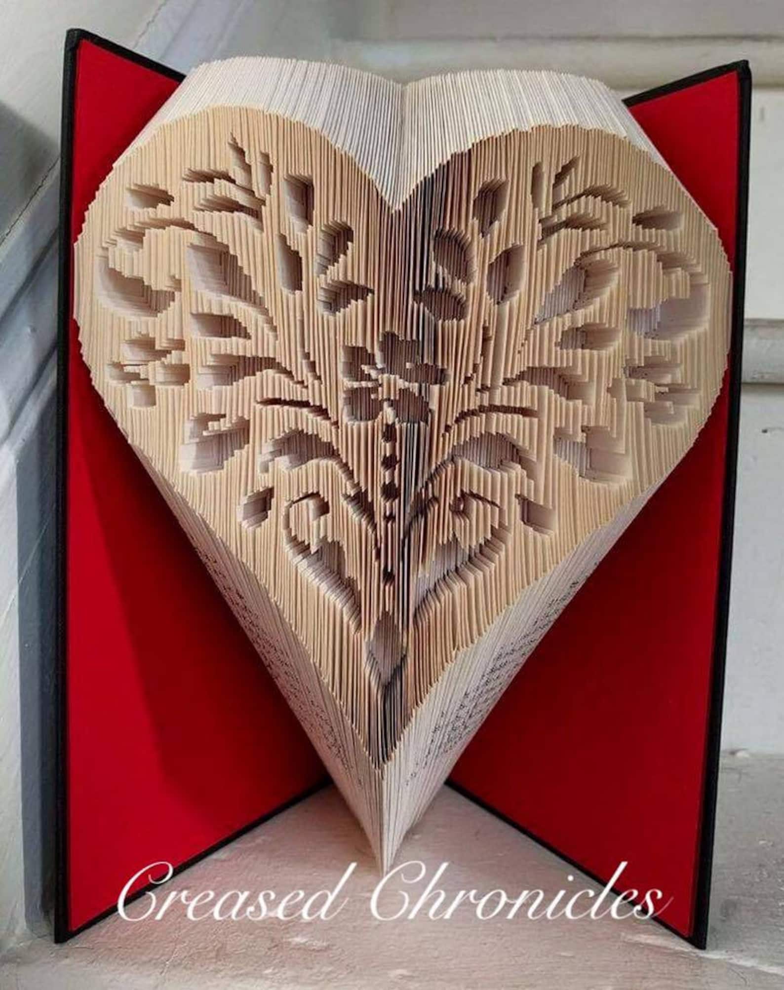 Flower Heart Cut And Fold Book Folding Pattern Etsy