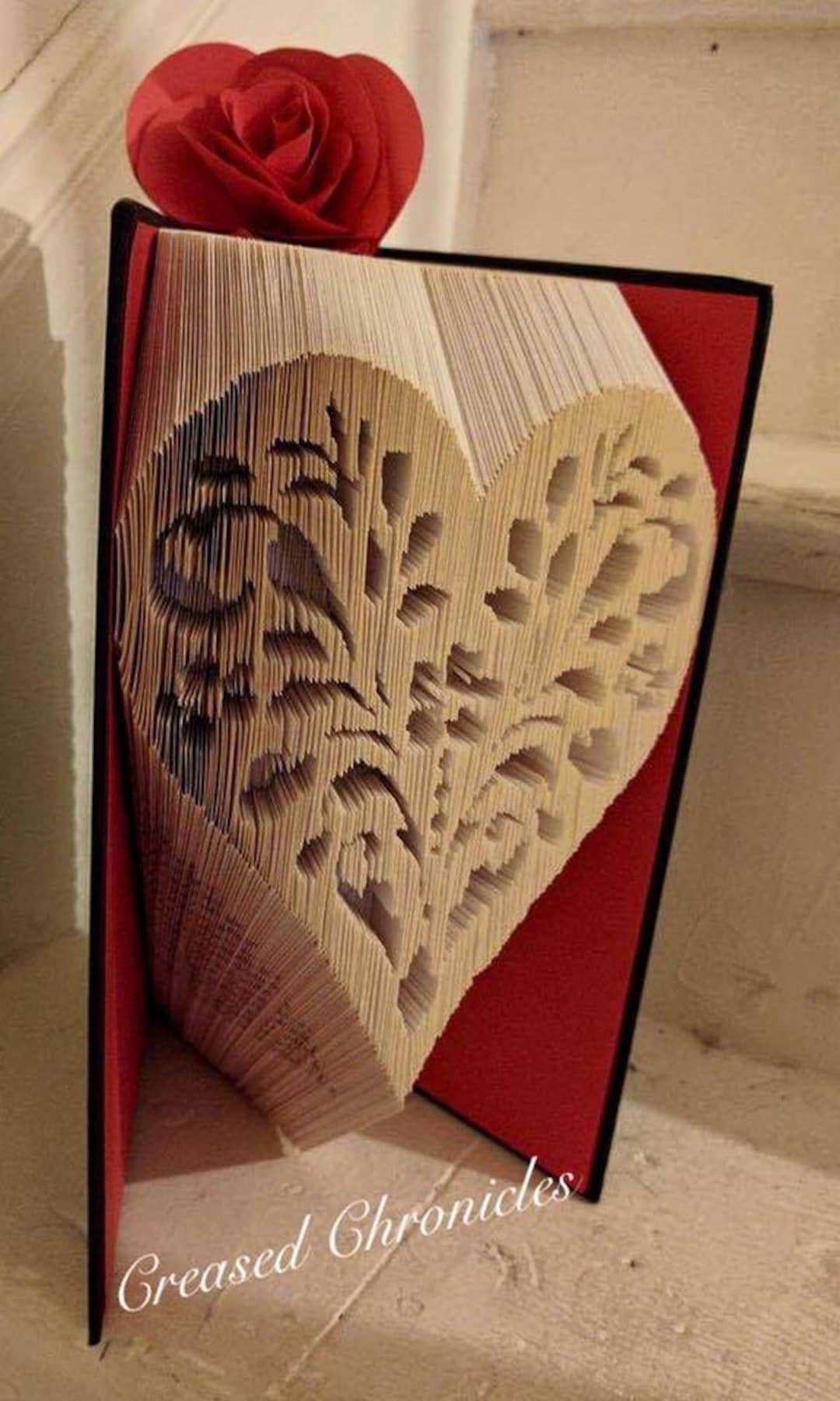 Flower Heart Cut And Fold Book Folding Pattern Etsy