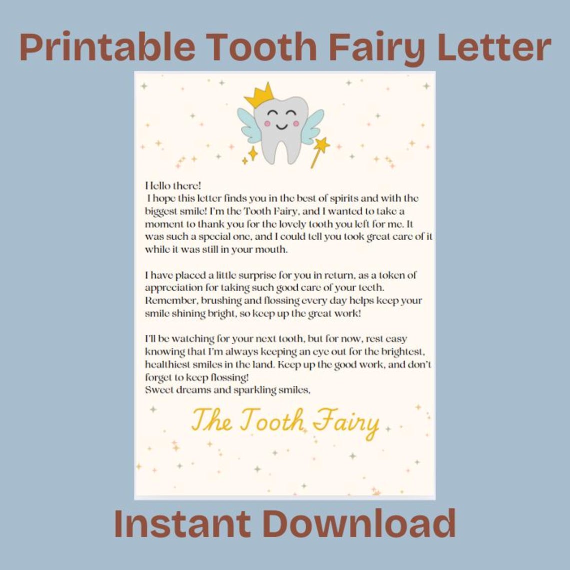 Tooth Fairy Letter, Tooth Fairy Accessory, Blue Tooth Fairy Printable ...