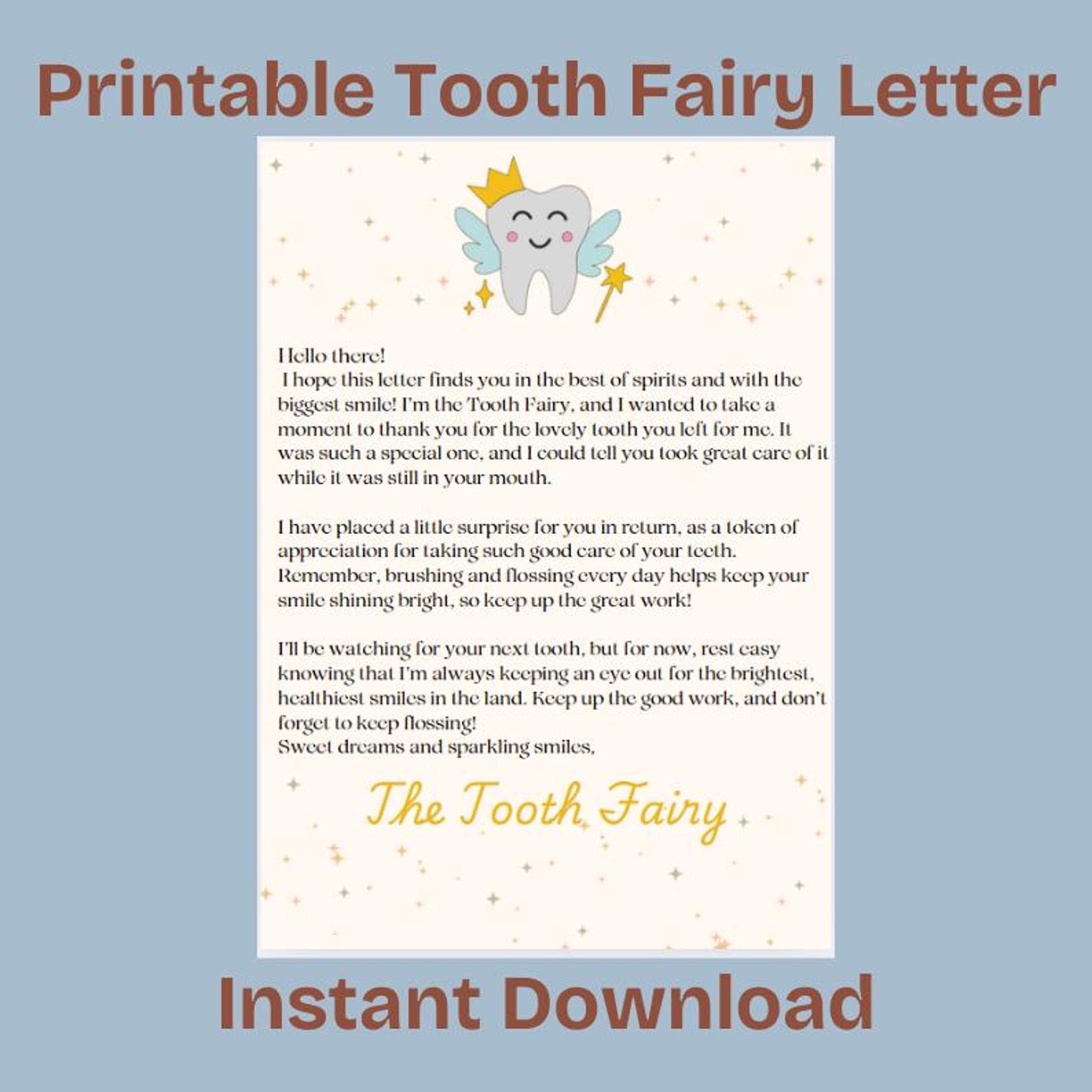 Tooth Fairy Letter, Tooth Fairy Accessory, Blue Tooth Fairy Printable ...