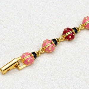Vintage Joan Rivers Bracelet Tiny Ladybugs Jewelry Pink Enamel - Etsy