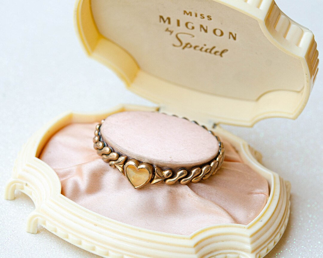 Vintage Miss Mignon by Speidel Tiny Gold Filled Heart Bracelet ...