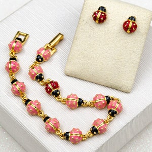 Vintage Joan Rivers Bracelet Tiny Ladybugs Jewelry Pink Enamel - Etsy