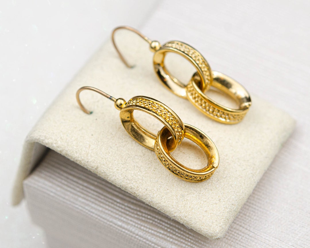 Vintage Napier Interlock Earrings Chunky Curb Chain Earrings Gold ...