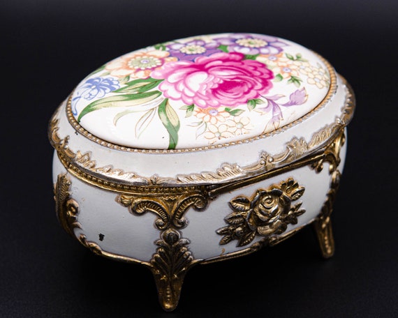 Vintage Japanese trinket box with lid Regency style o… - Gem