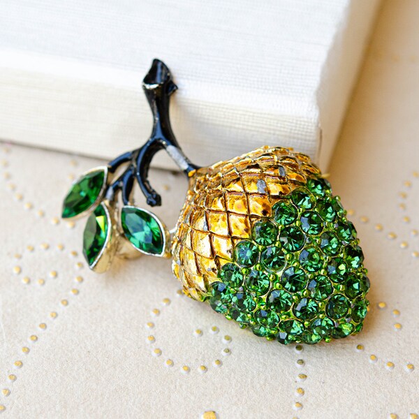 Green Rhinestone Pin - Etsy