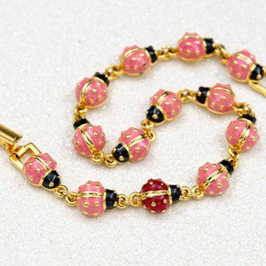 Vintage Joan Rivers Bracelet Tiny Ladybugs Jewelry Pink Enamel - Etsy