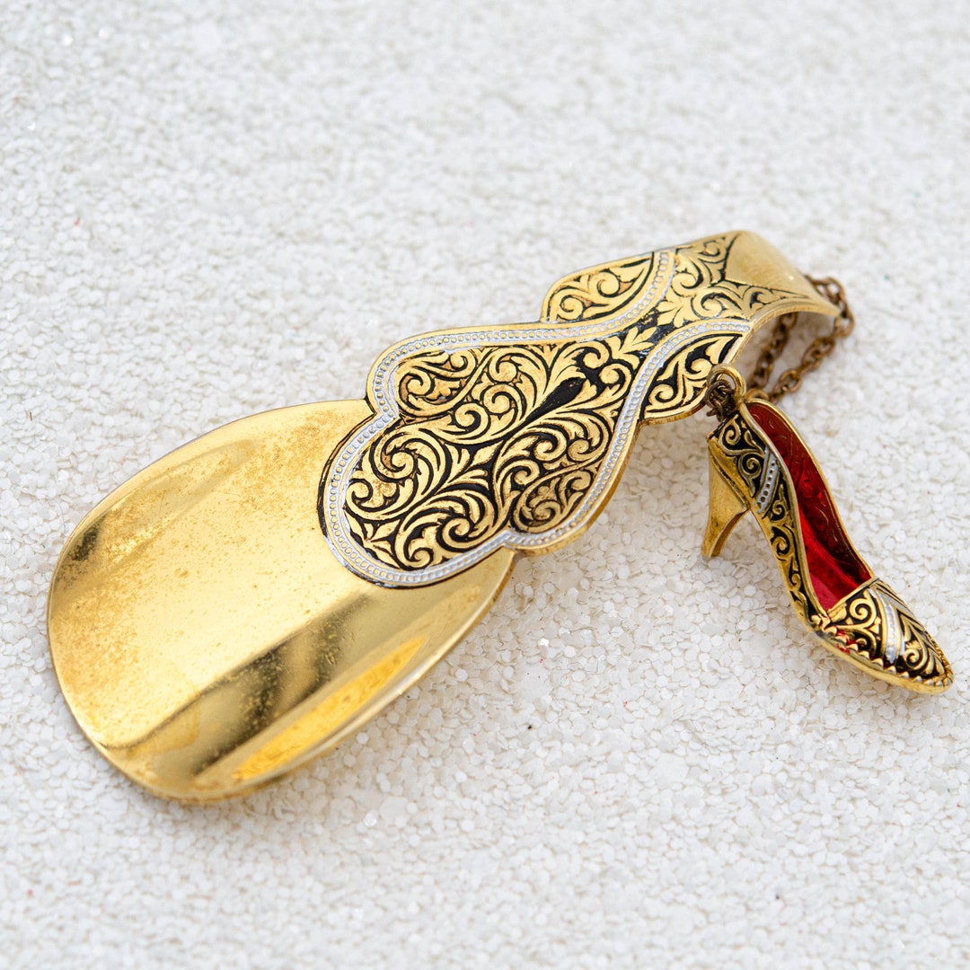 Vintage Damascene Shoe Horn for Women Spanish Mom Gift Gold Travel Mini ...