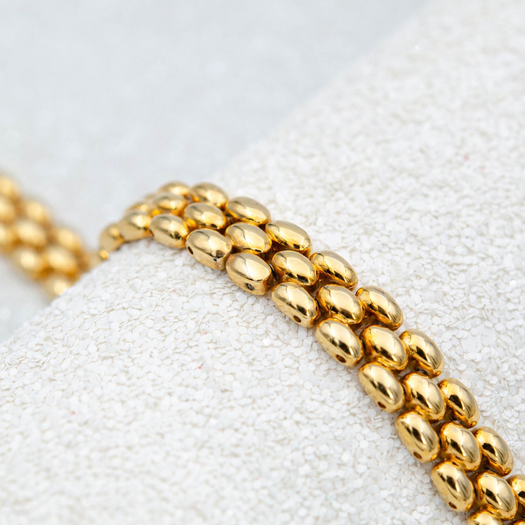 Vintage Basket Weave Bracelet Gold Chunky Chain Bracelet - Etsy