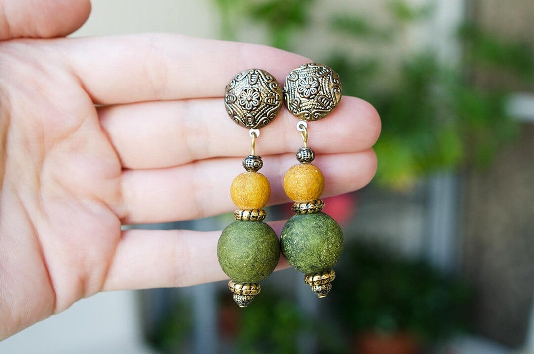 Vintage Cascade Ball Drop Earrings, Fall Earring Studs, Autumn Earring ...