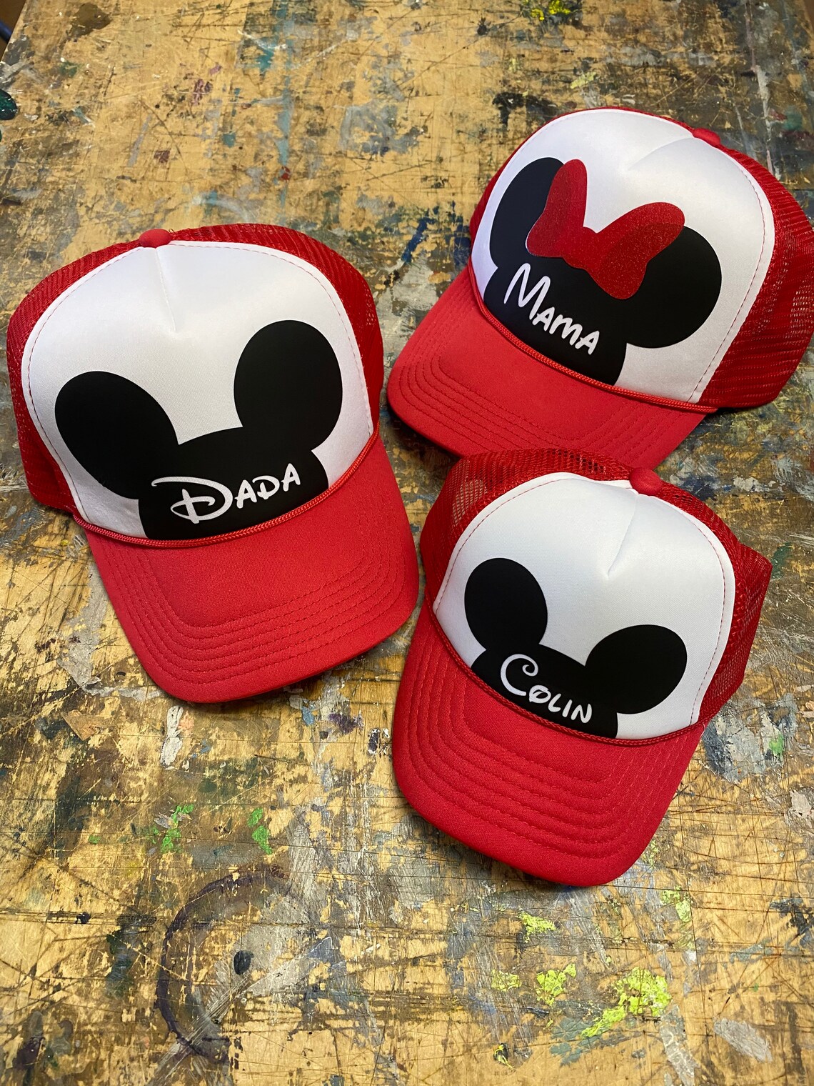 Red Trucker Mickey hat family Disney Trucker hats dad and | Etsy