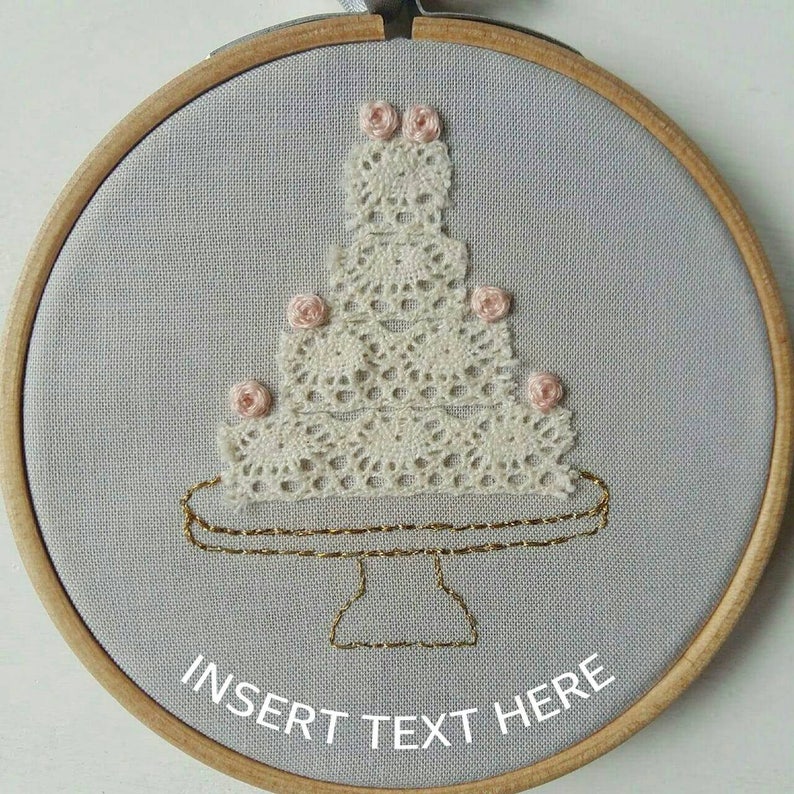 Wedding Cake Hoop Art | Hand Embroidered | Applique | Vintage Lace ...