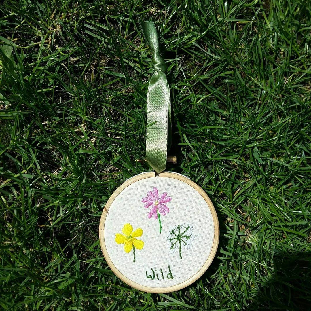 Wild Flowers Hoop Art | Hand Embroidered | Embroidered Text | Flower ...